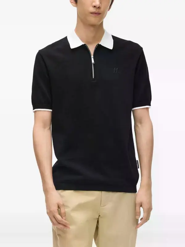 Karl Lagerfeld Contrast-collar Half-zip Polo Shirt