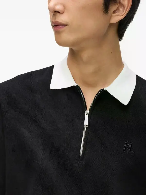 Karl Lagerfeld Contrast-collar Half-zip Polo Shirt