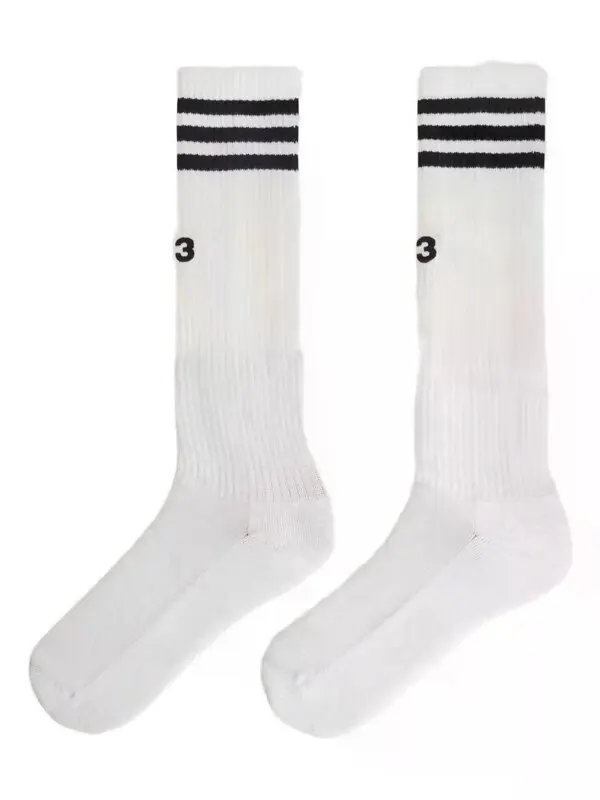 Y3 Striped Socks - White