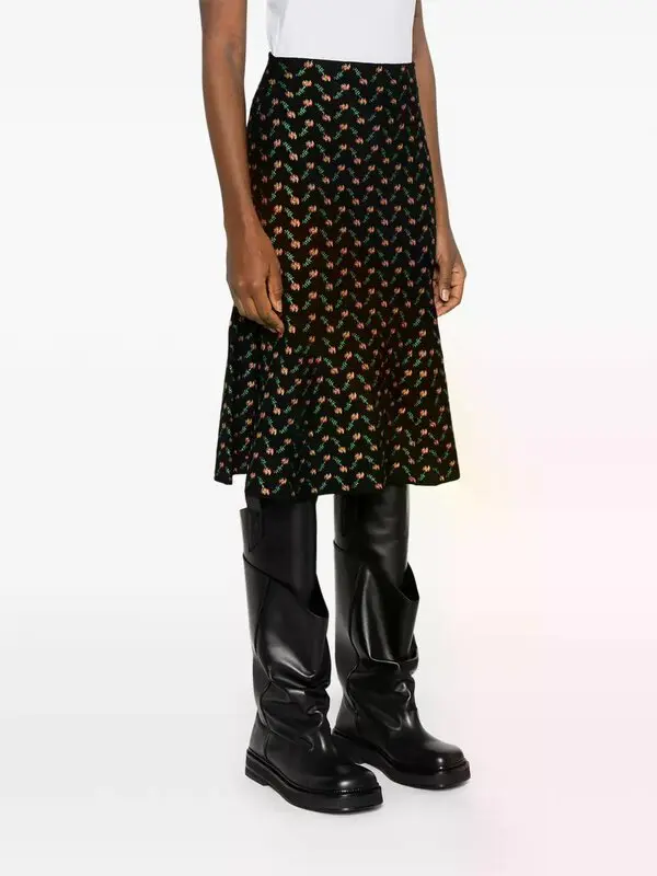 Alexander McQueen Floral Jacquard Midi Skirt