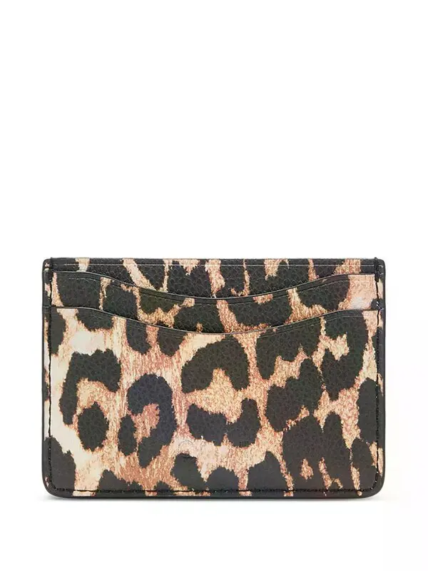 GANNI Bou Leopard-print Cardholder - Brown