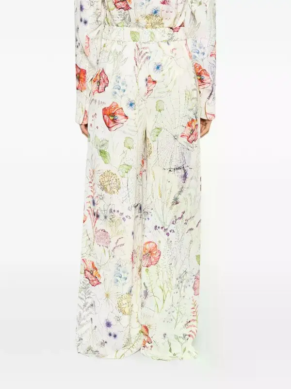 Alexander McQueen Floral Print Trousers - Neutrals