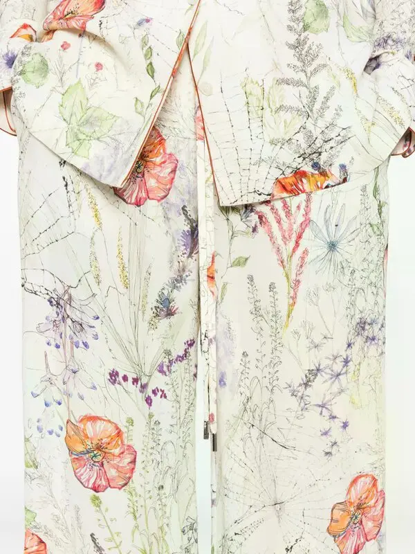 Alexander McQueen Floral Print Trousers - Neutrals