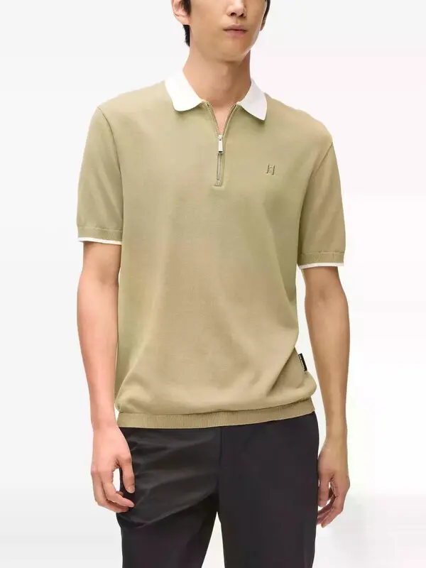 Karl Lagerfeld Contrast-collar Half-zip Polo Shirt - Neutrals