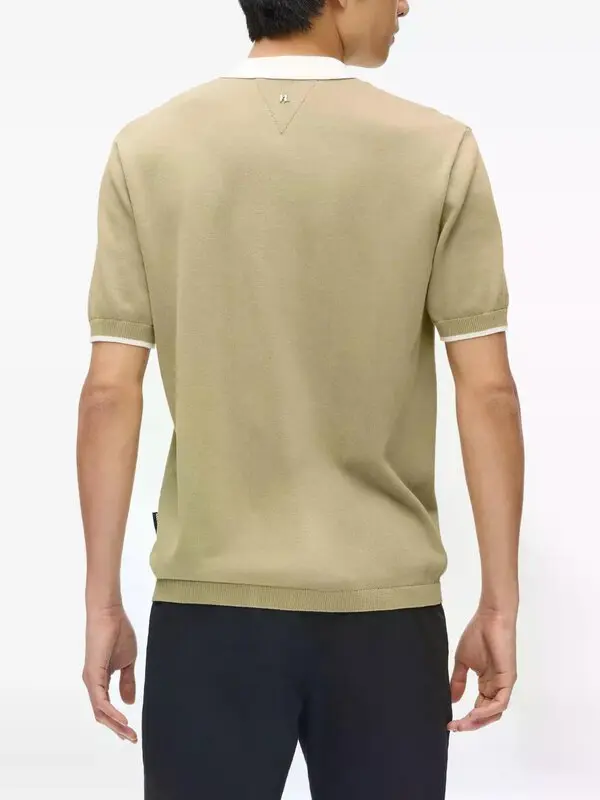 Karl Lagerfeld Contrast-collar Half-zip Polo Shirt - Neutrals