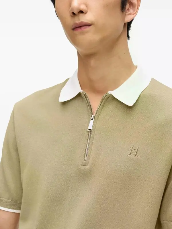 Karl Lagerfeld Contrast-collar Half-zip Polo Shirt - Neutrals