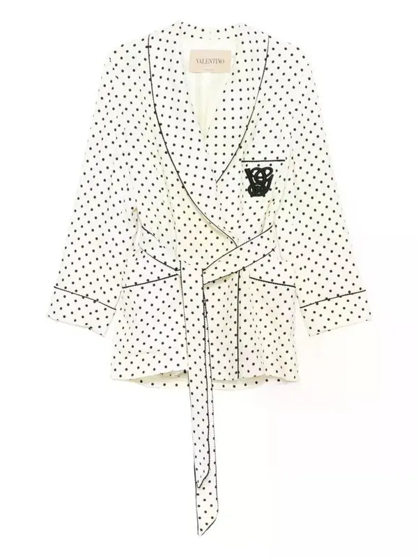 Valentino Garavani Polka-dot Belted Blazer - White