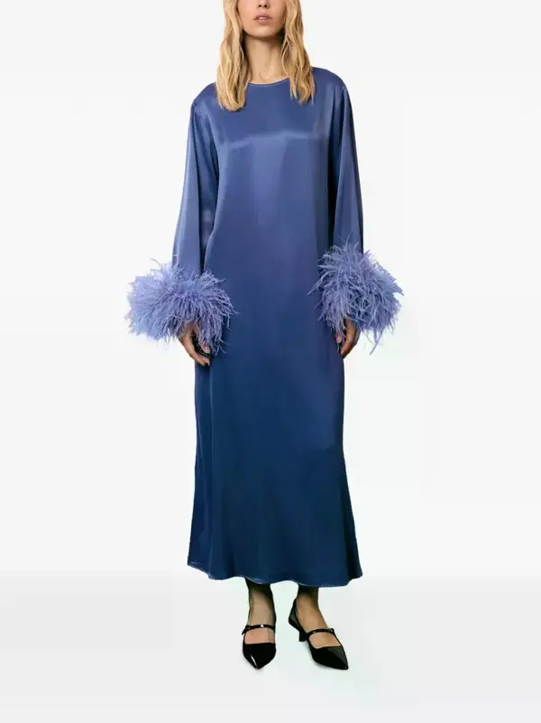 Sleeper Suzi Detachable-feathers Maxi Dress - Blue