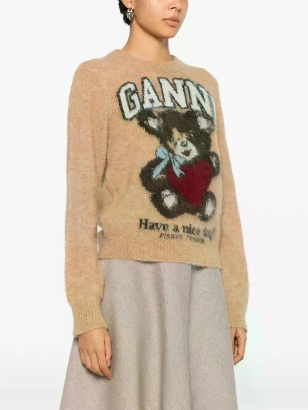 GANNI Patterned Jacquard Sweater - Brown
