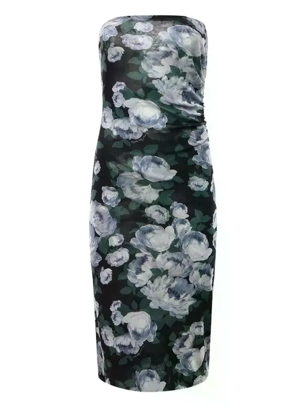 Stella McCartney Floral Strapless Midi Dress - Black