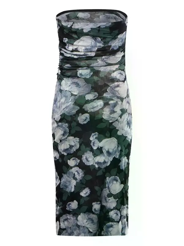Stella McCartney Floral Strapless Midi Dress - Black
