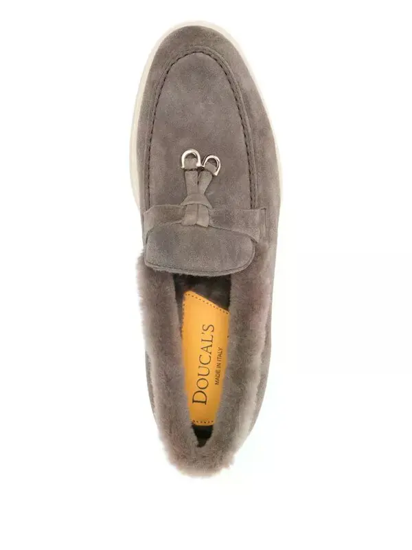 DOUCAL'S Leather Tassel Loafers - Grey