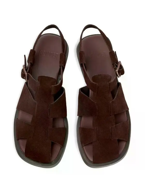 Camper Dana Woven Buckled Sandals - Brown