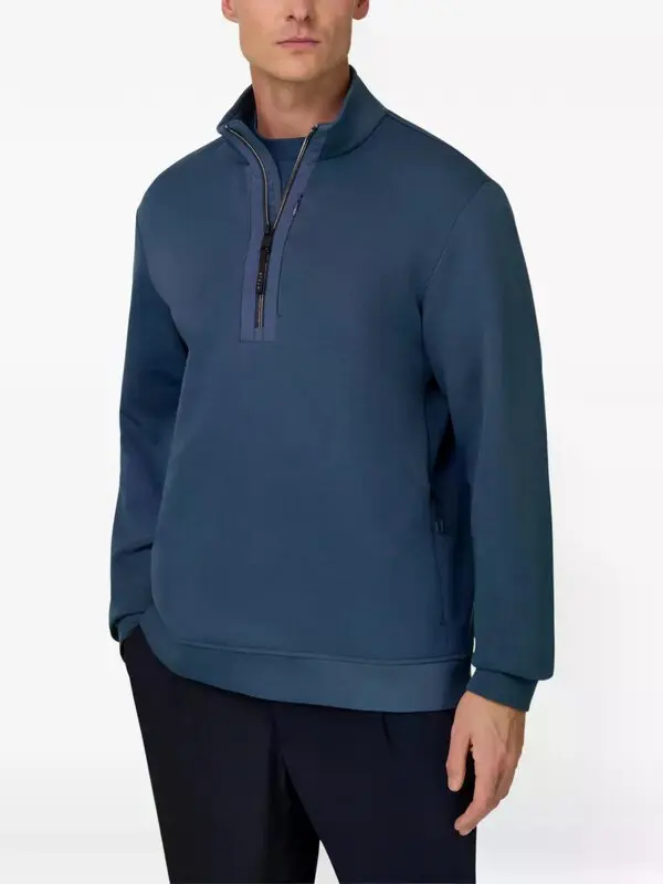 Boggi Milano Half-zip Scuba Sweatshirt - Blue