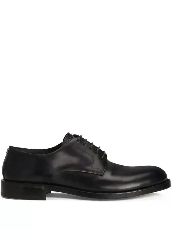 Dolce & Gabbana Logo Plaque Leather Derby Shoes - Blue
