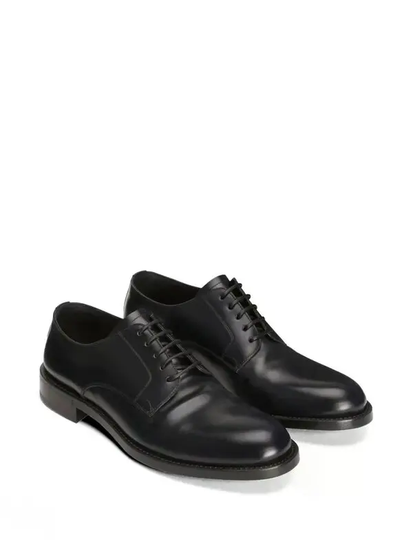 Dolce & Gabbana Logo Plaque Leather Derby Shoes - Blue
