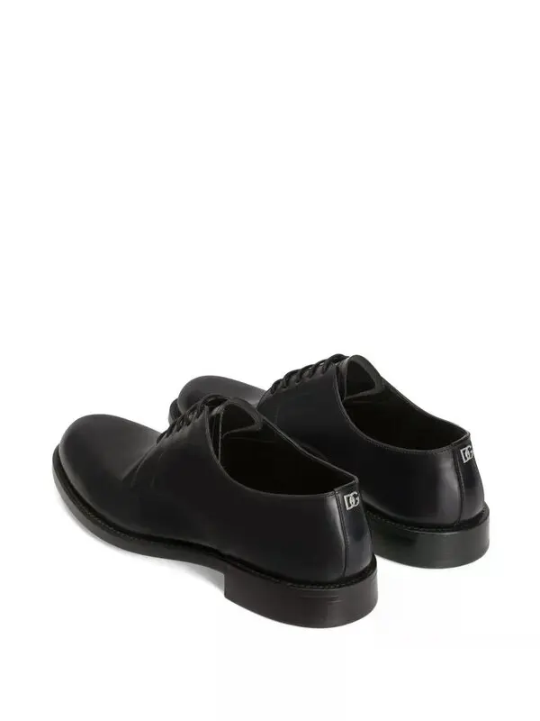 Dolce & Gabbana Logo Plaque Leather Derby Shoes - Blue