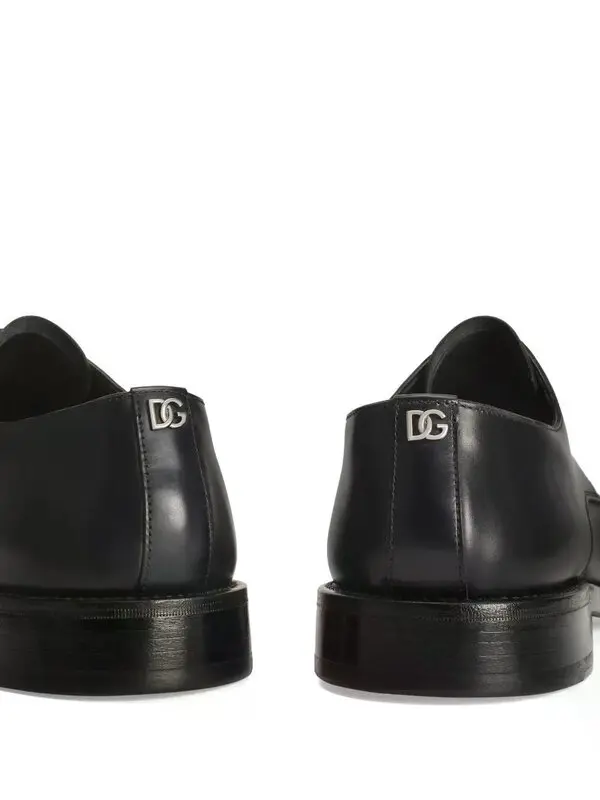 Dolce & Gabbana Logo Plaque Leather Derby Shoes - Blue