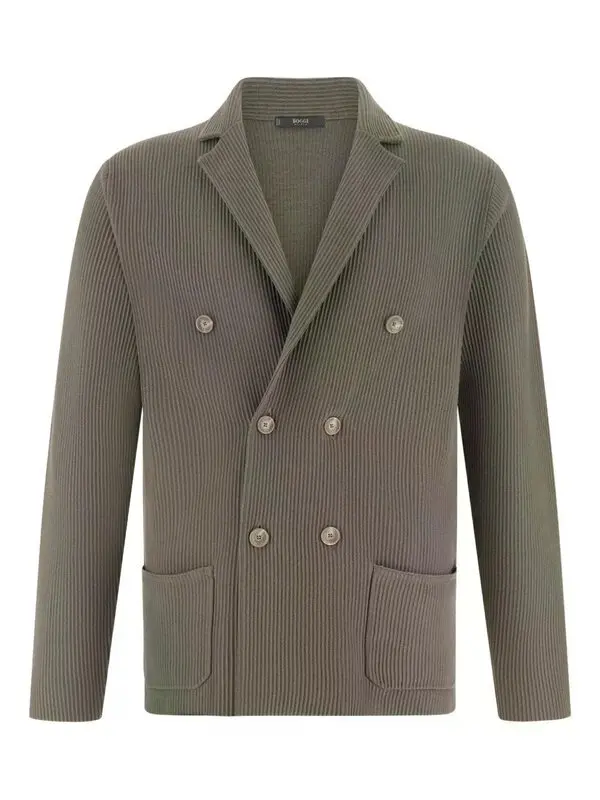 Boggi Milano Double-breasted Knitted Jacket - Grey