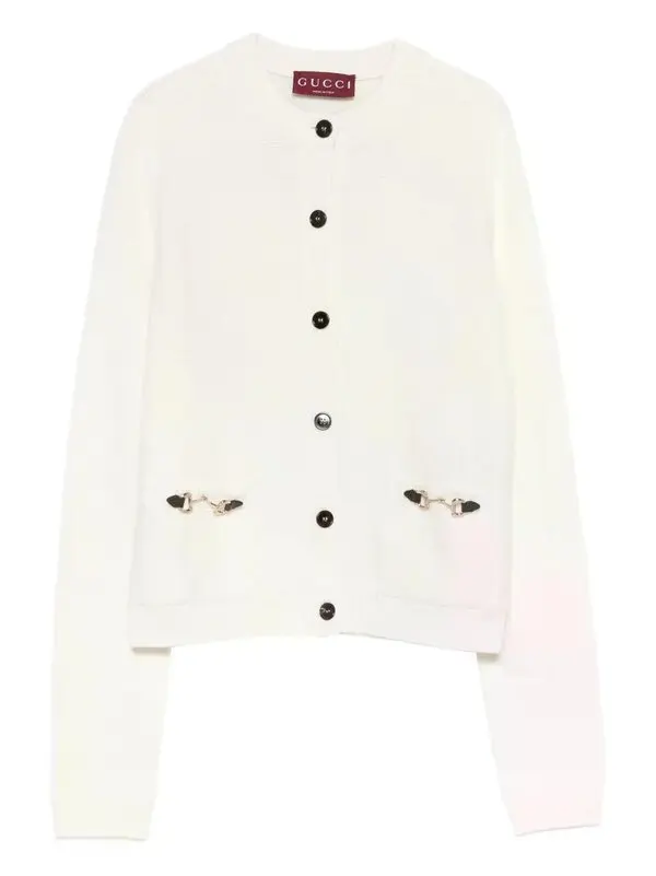 Gucci Horsebit Buttoned Cardigan - White