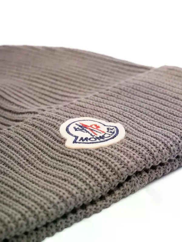 Moncler Ribbed Beanie With Logo Patch