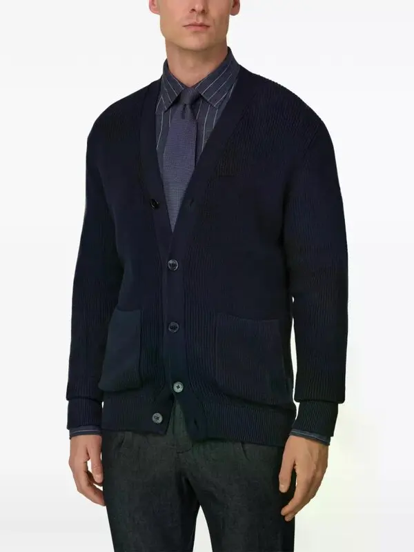 Boggi Milano Ribbed Patch Pocket Cardigan
