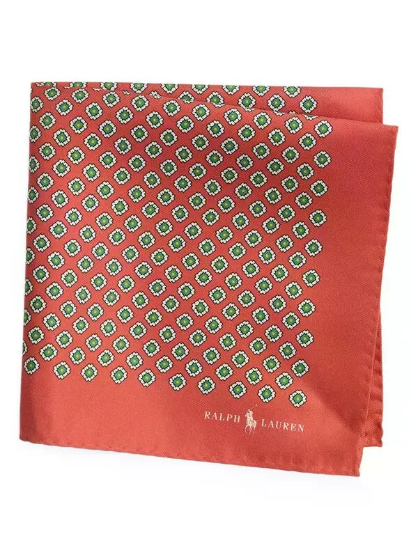 Polo Ralph Lauren Patterned Silk Pocket Scarf - Red