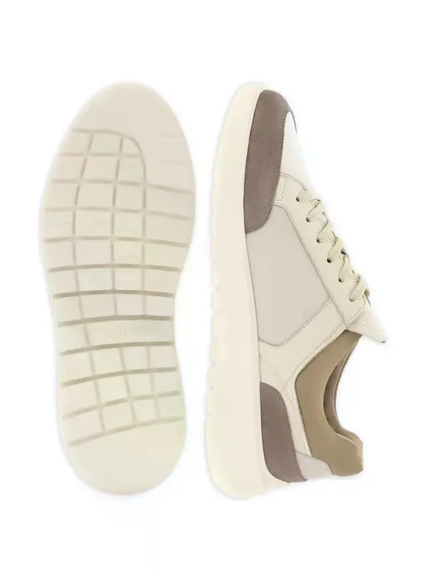 Boggi Milano Leather And Technical Fabric Trainers - Neutrals