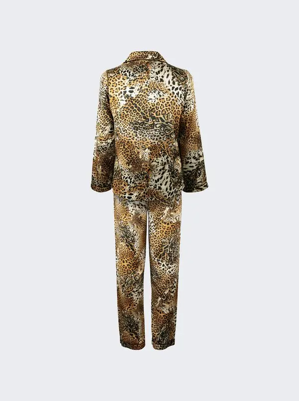 Roberto Cavalli Silk Pajama Set Leopard Print