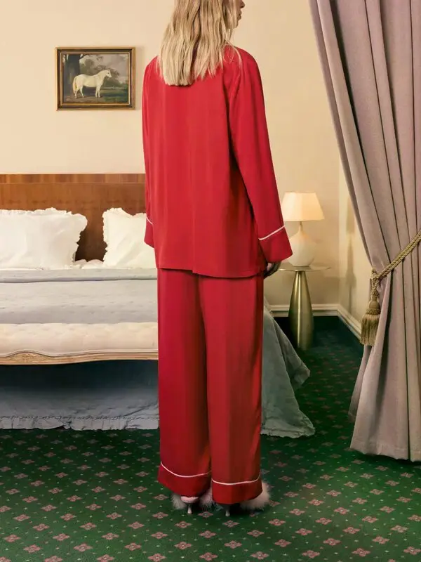 Sleeper Finnegan Piping Pajama Trousers - Red