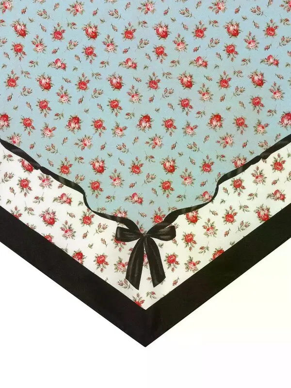 Dolce & Gabbana Floral-print Bow Scarf - Blue