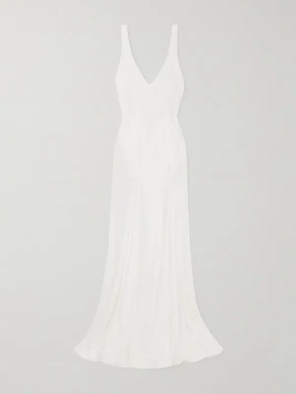 Olivia Von Halle Paloma Open-back Silk-satin Gown