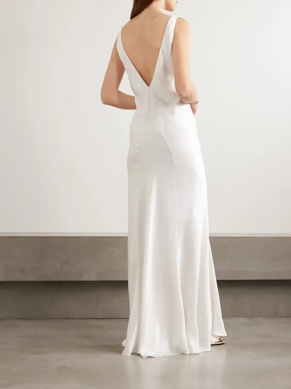 Olivia Von Halle Paloma Open-back Silk-satin Gown