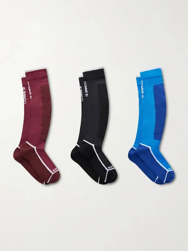 Comme Si Set Of Three Wool-blend Ski Socks - Multi