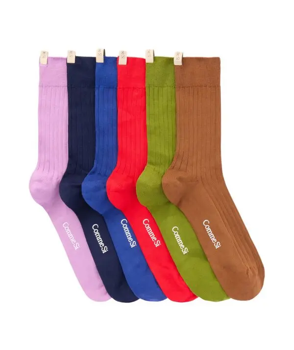 Comme Si The Yves Set Of Six Ribbed Cotton-blend Socks - Multi