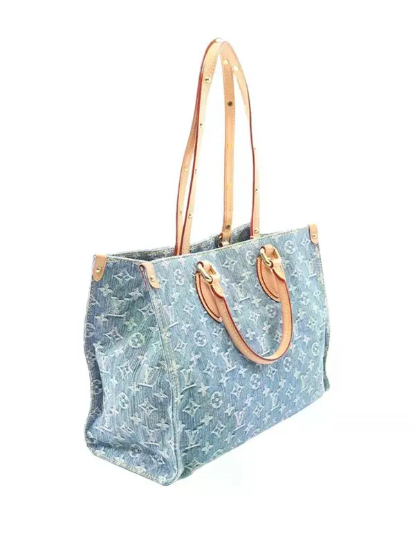 LOUIS VUITTON 2021-2025 Monogram Denim Onthego Mm Tote Bag - Blue