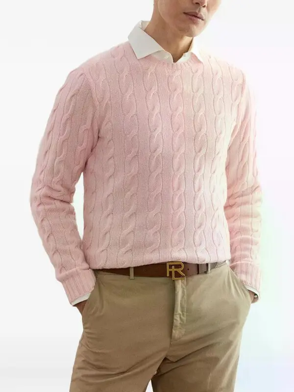 Ralph Lauren Purple Label Cable-knit Crew-neck Sweater - Pink