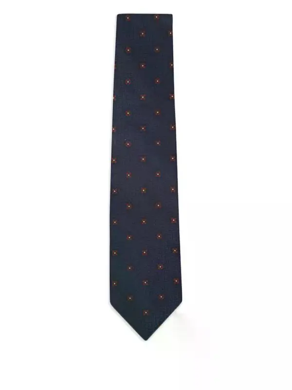 Isaia Floral Print Silk Neck Tie - Blue