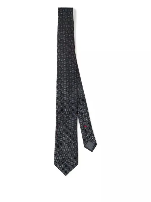 Brunello Cucinelli Geometric-patterned Silk Neck Tie - Grey