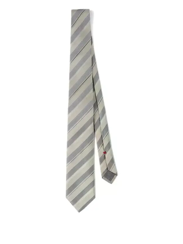 Brunello Cucinelli Striped Silk Neck Tie - Grey