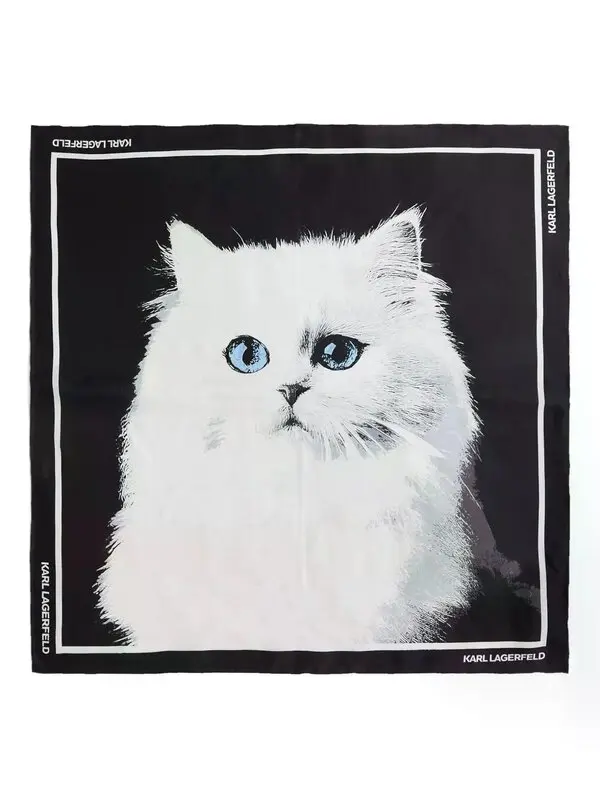 Karl Lagerfeld Ikon Choupette Silk Scarf - Black