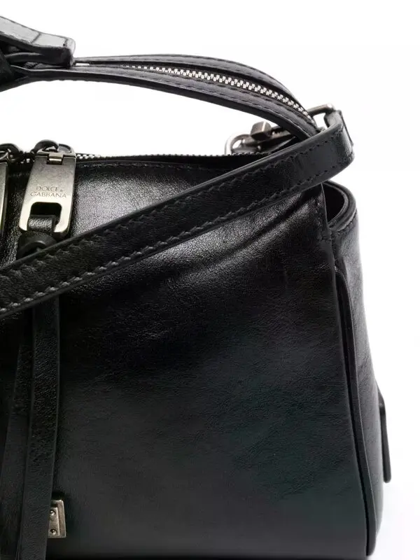Dolce & Gabbana Mini Vittoria Calfskin Handbag - Black