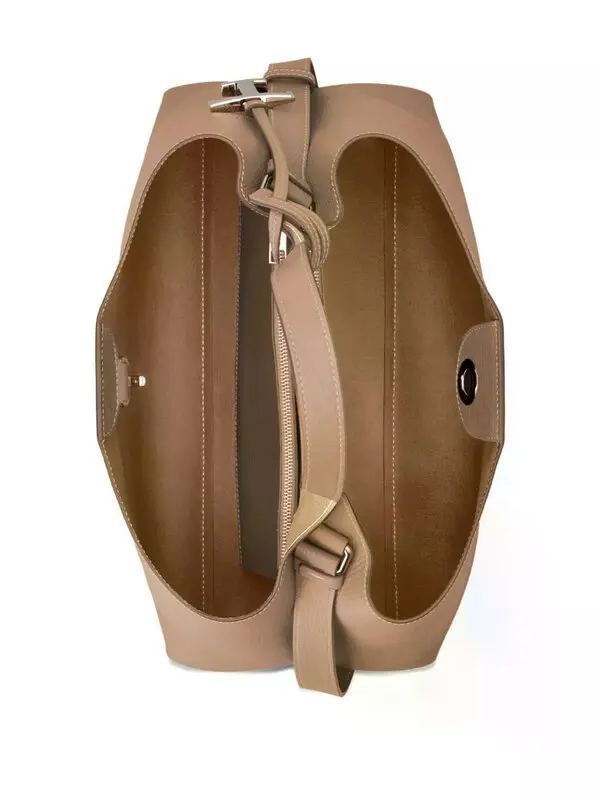 TOD'S Top Handle Tote Bag With Logo Charm - Neutrals