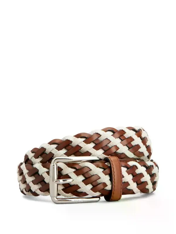 TOD'S Braided Weave Buckle Belt - White