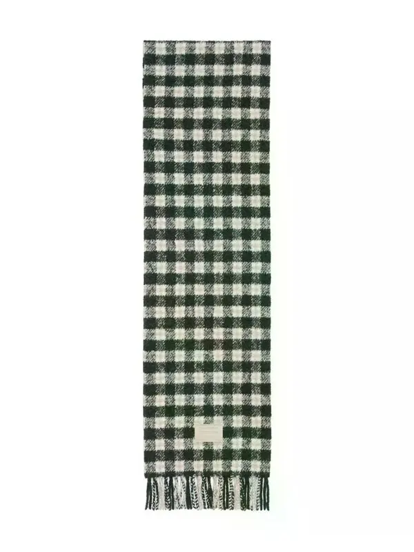 Acne Studios Checked Fringed Scarf - Green