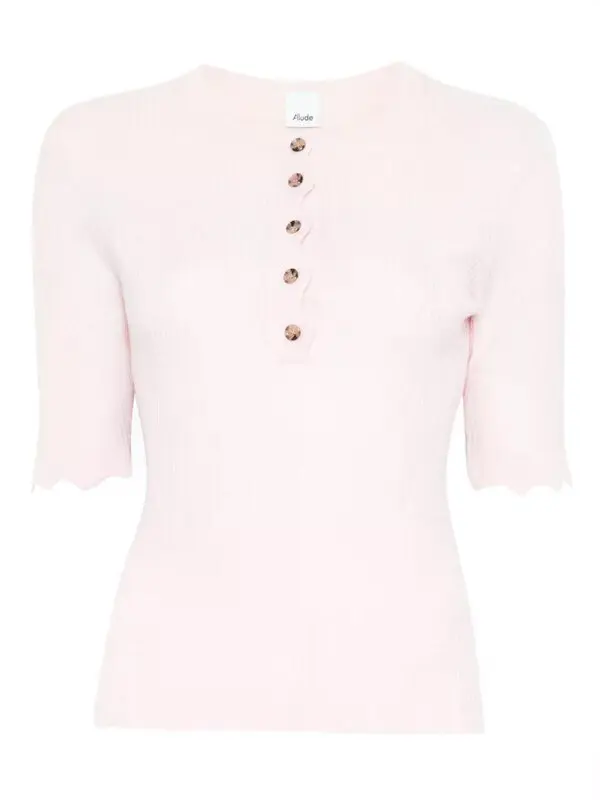 ALLUDE Button-fastening Ribbed Top