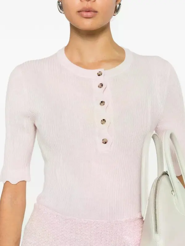 ALLUDE Button-fastening Ribbed Top