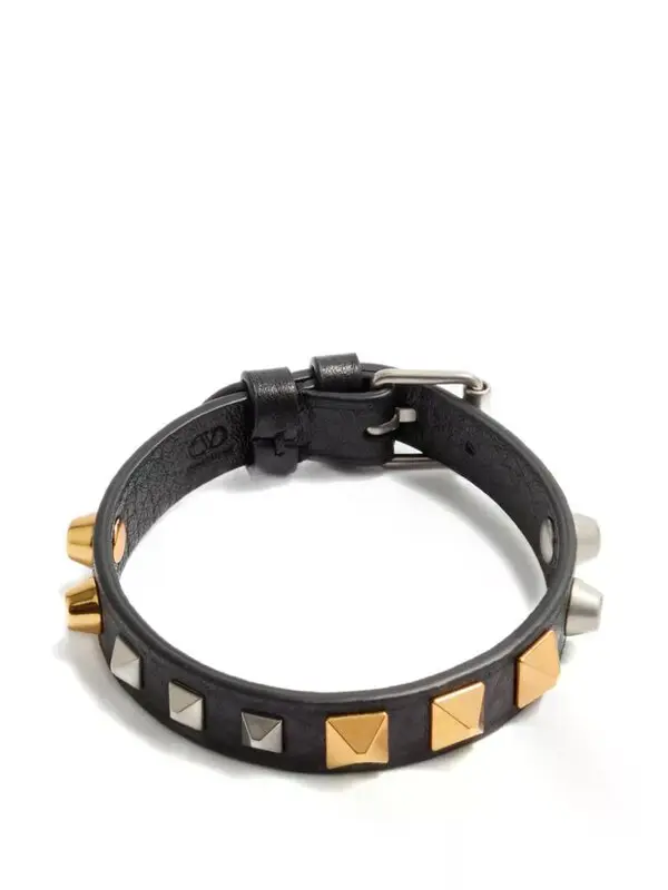Valentino Garavani Rockstud Bracelet In Grainy Calfskin - Black