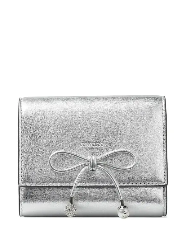 JIMMY CHOO Marinda Bow-detail Wallet - Silver