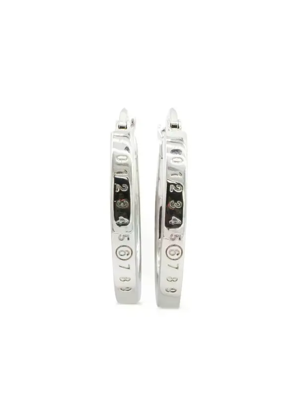 MAISON MARGIELA Numeric Logo Hoop Earrings - Silver